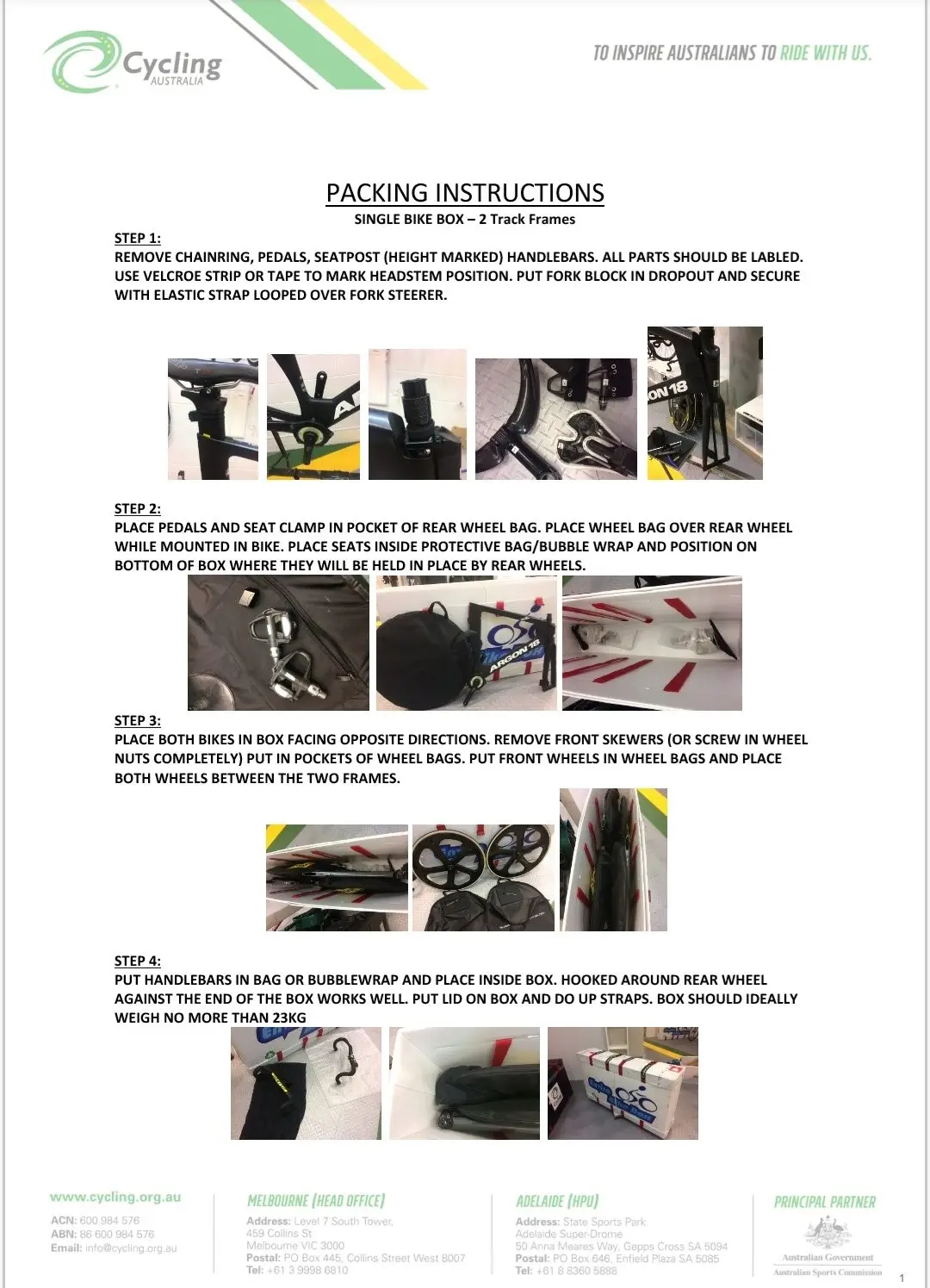 Cycling Australia Recommends: Packing Guide for the Enviro Bike Box ...